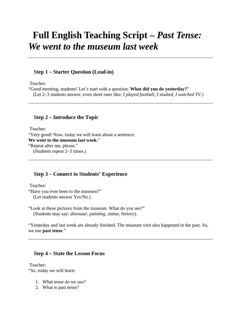 Teaching Past Tense with Activities | PDF | Grammatical Tense | Verb
