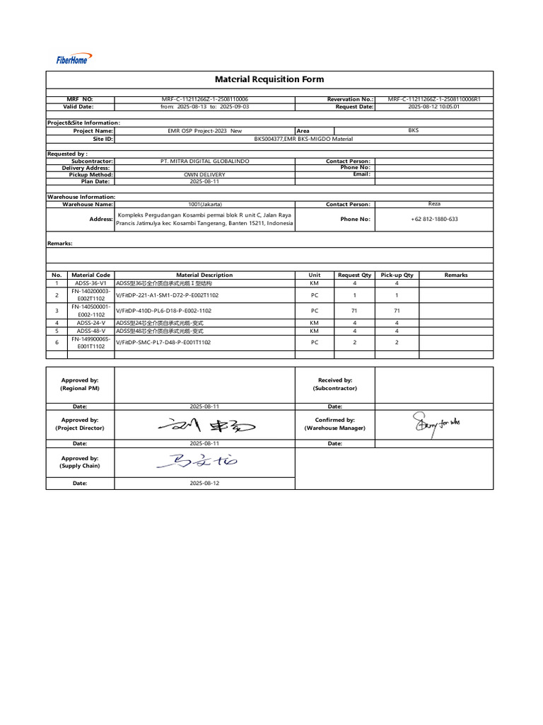 Material Requisition Form | PDF