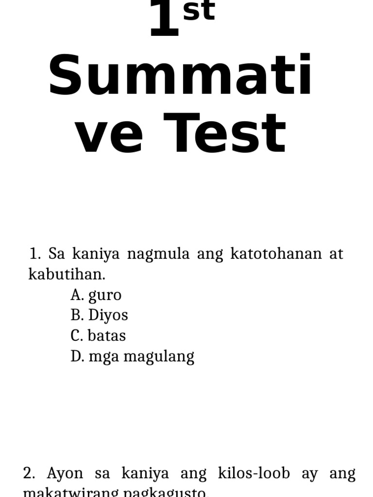 1st Summative Test - VE | PDF