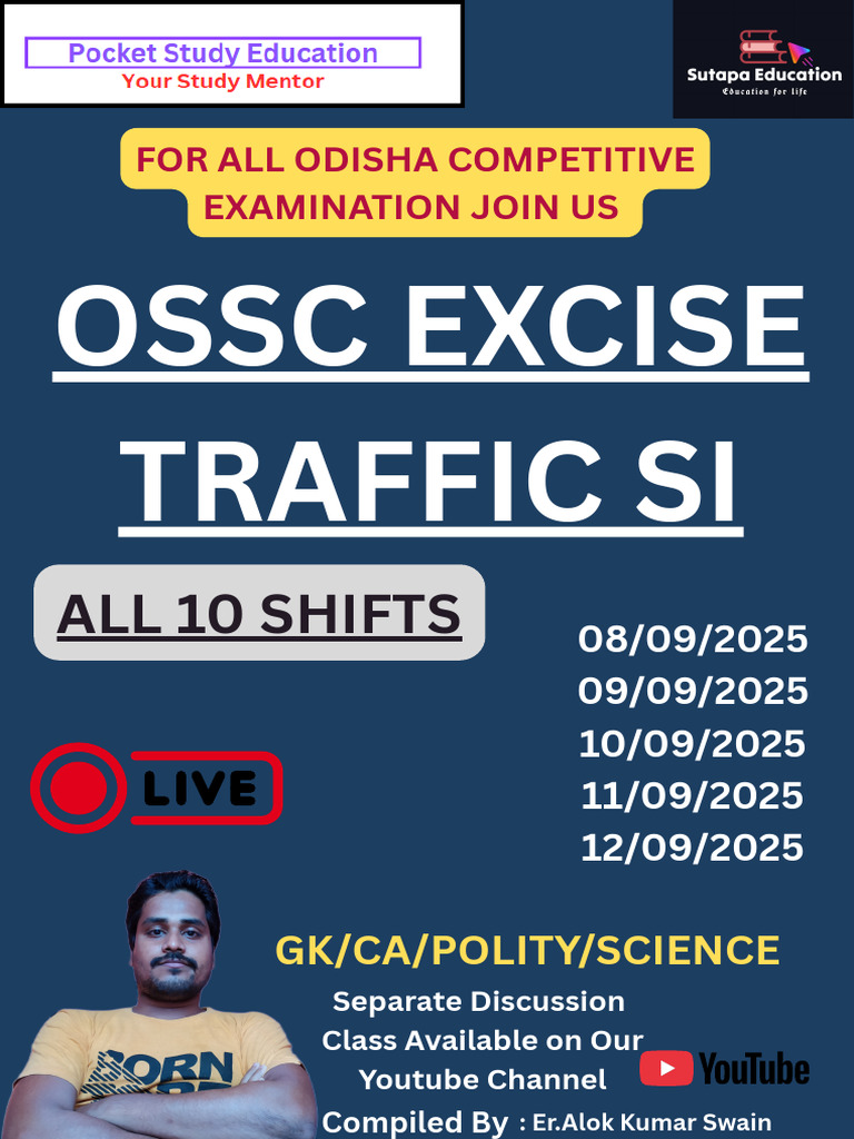 OSSC Excise Traffic SI Exam Guide | PDF | Water Pollution | Water
