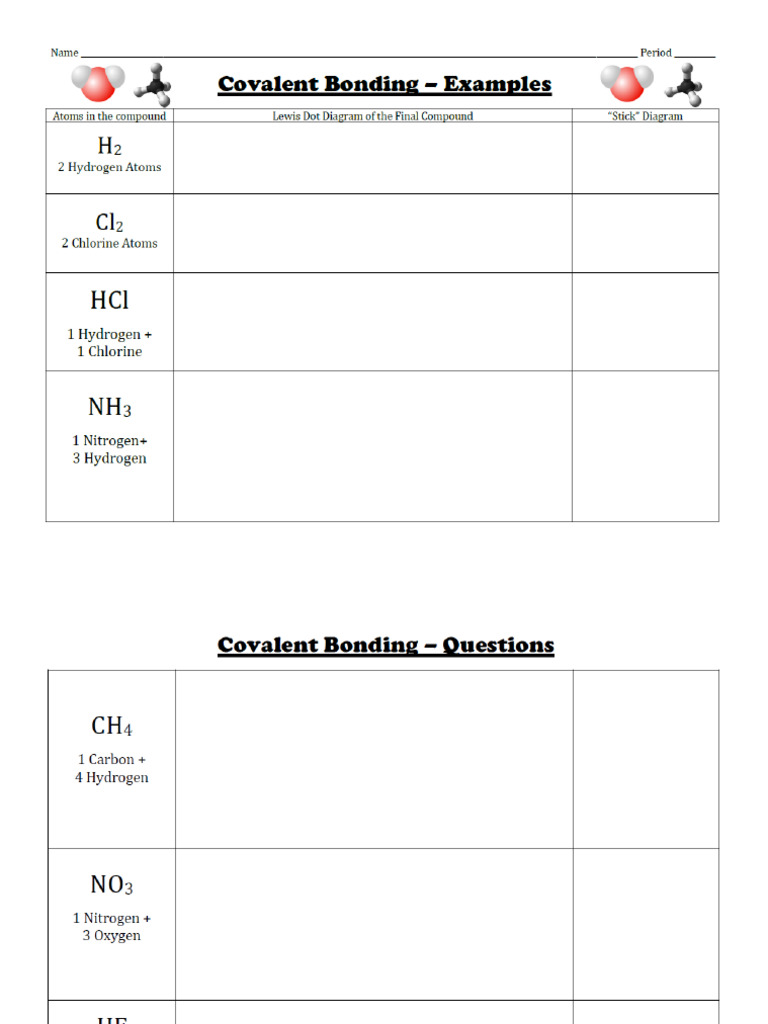 Covalent Bonding Practice - Student | PDF