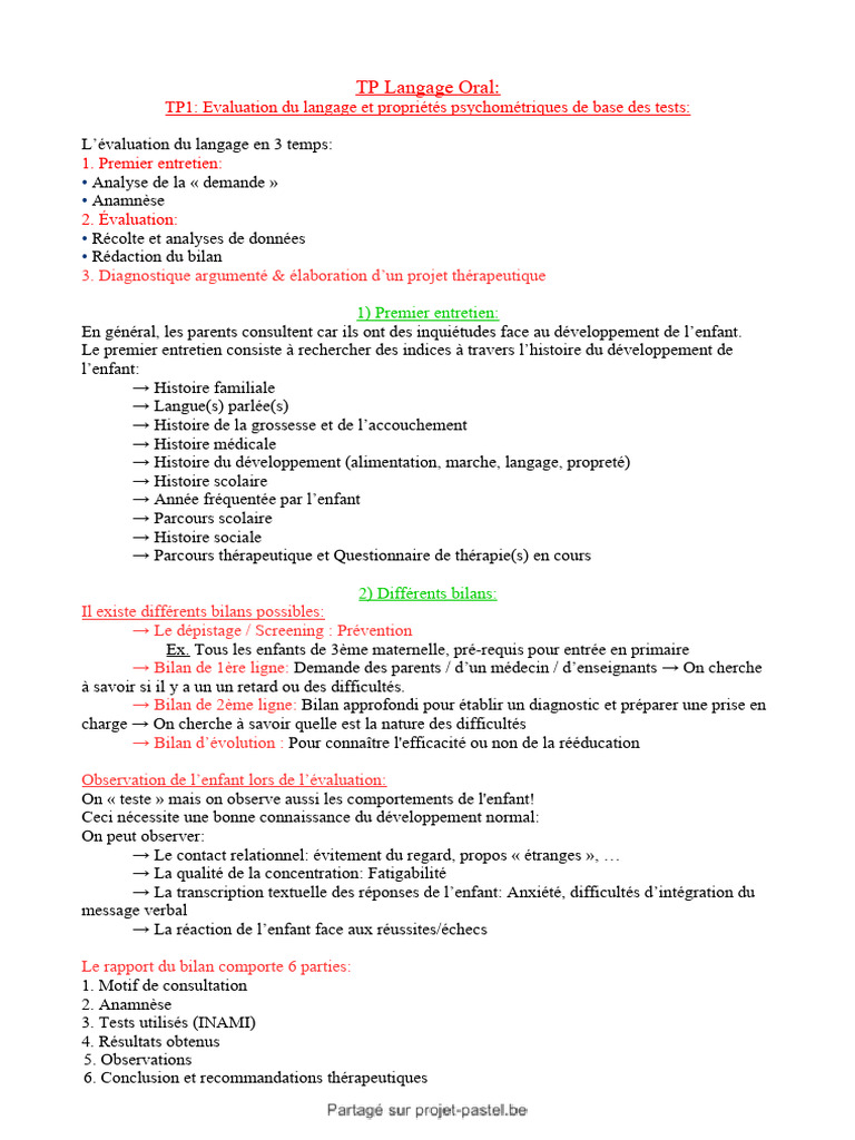 Évaluation du langage oral et psychométrie | PDF | Autisme | Lexique