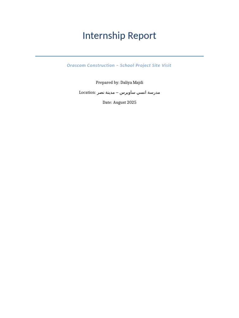 Orascom Internship Report Final | PDF | Drawing | Classroom