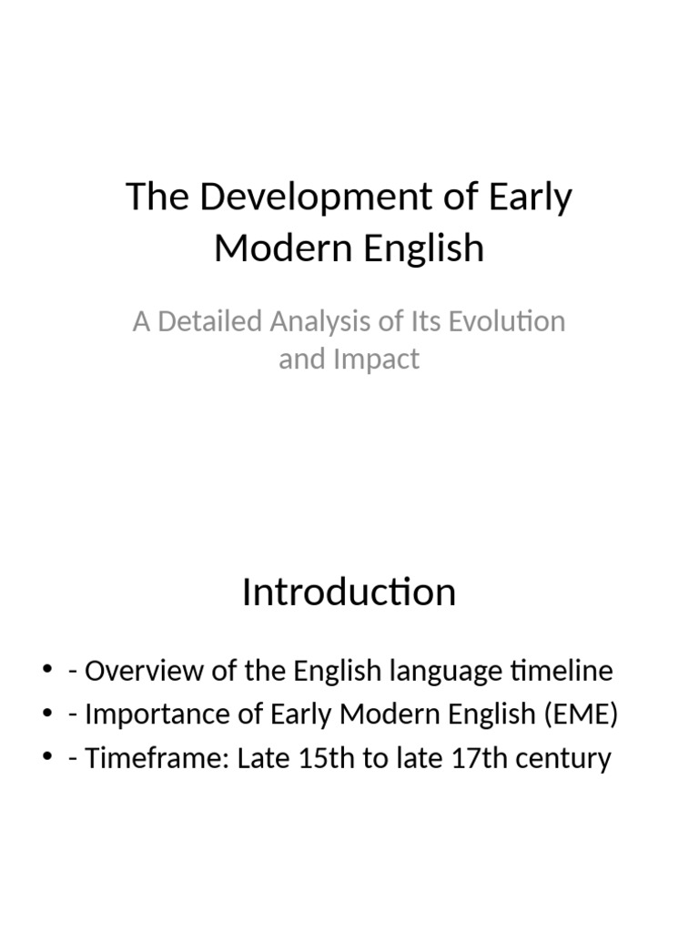 Evolution of Early Modern English | PDF
