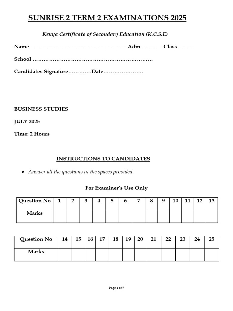 Business Studies Paper 1: July 2025 Exam | PDF | Demand | Financial Economics