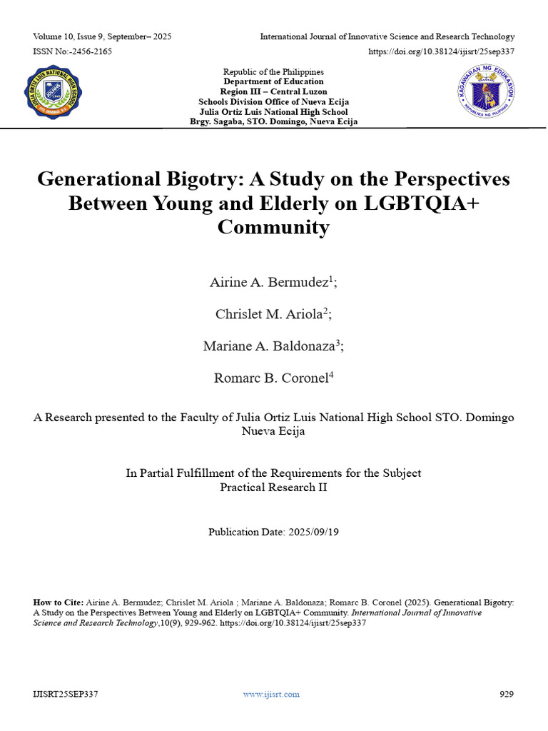 Generational Bigotry: A Study On The Perspectives Between Young and ...