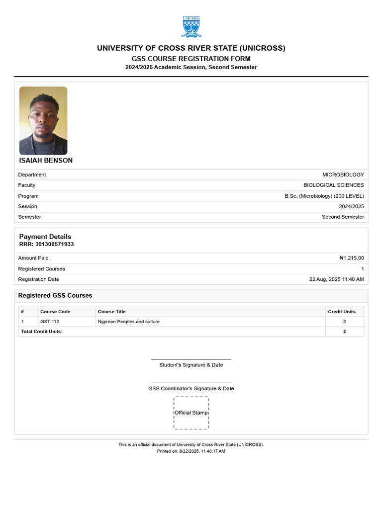 Isaiah Benson Valaidation | PDF