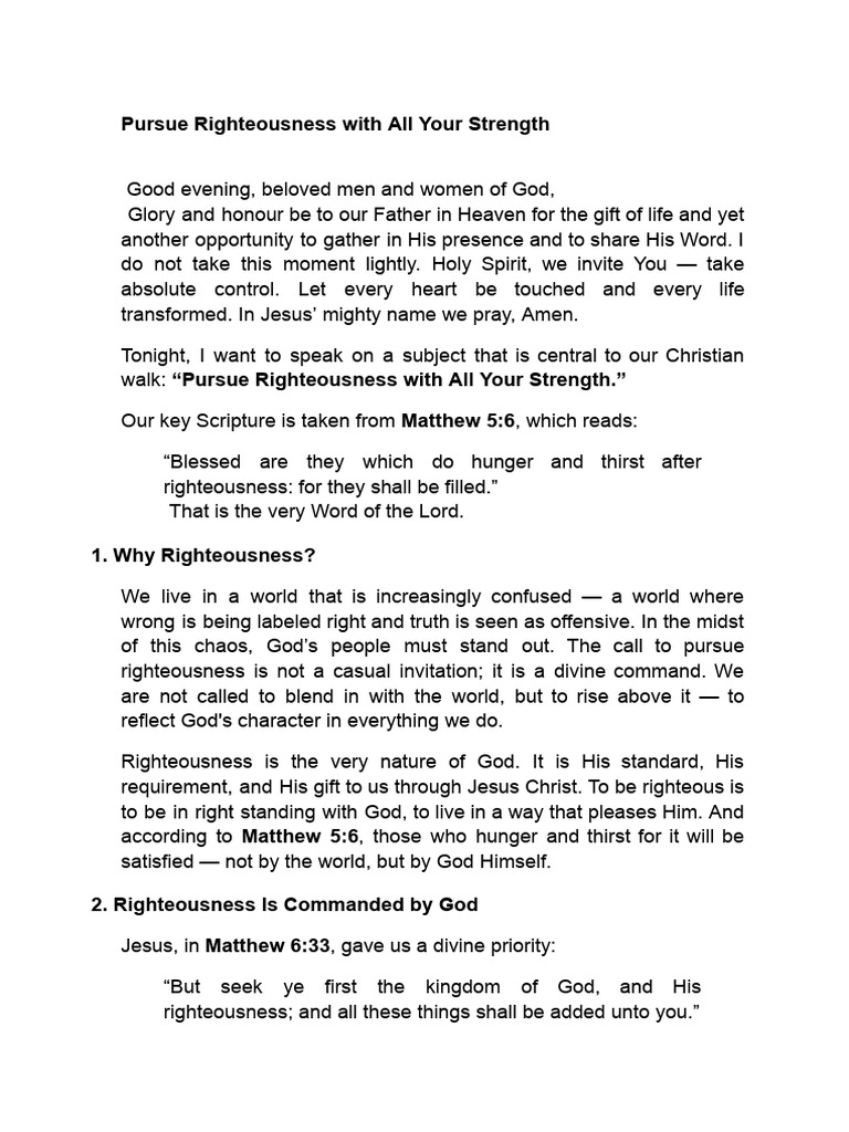 15 APRIL 2025 New - Pursue Righteousness With All Your Strength | PDF ...