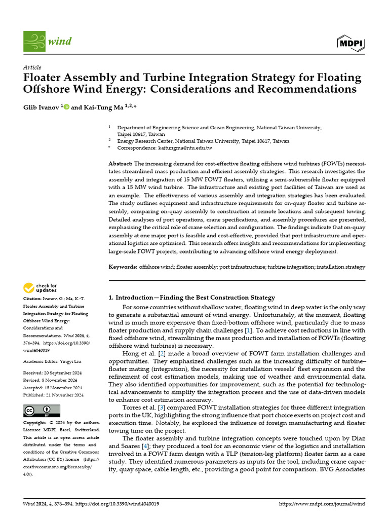 Floating Offshore Wind Turbine Assembly Strategies | PDF | Offshore ...
