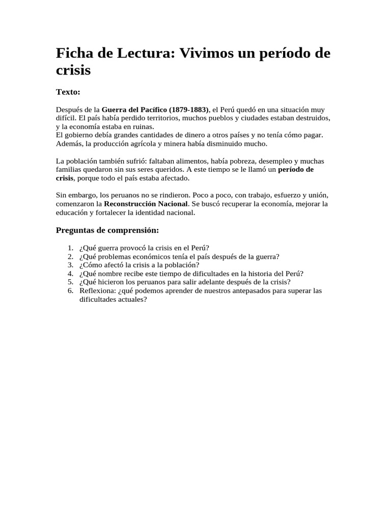 Ficha de Lectura Vivimos Un Periodo de Crisis | PDF