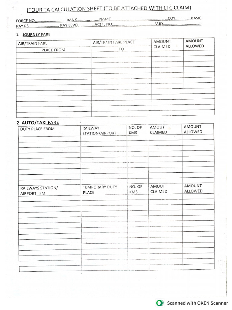 Ta Calculation Sheet | PDF
