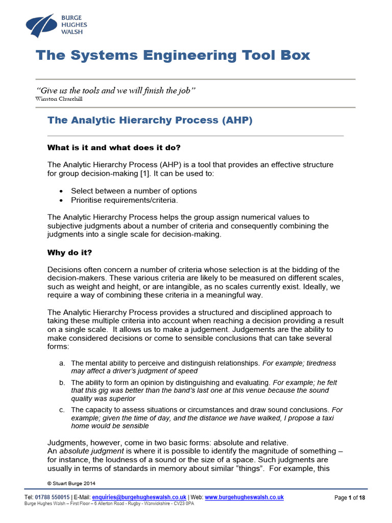 Understanding Analytic Hierarchy Process | PDF | Decision Making