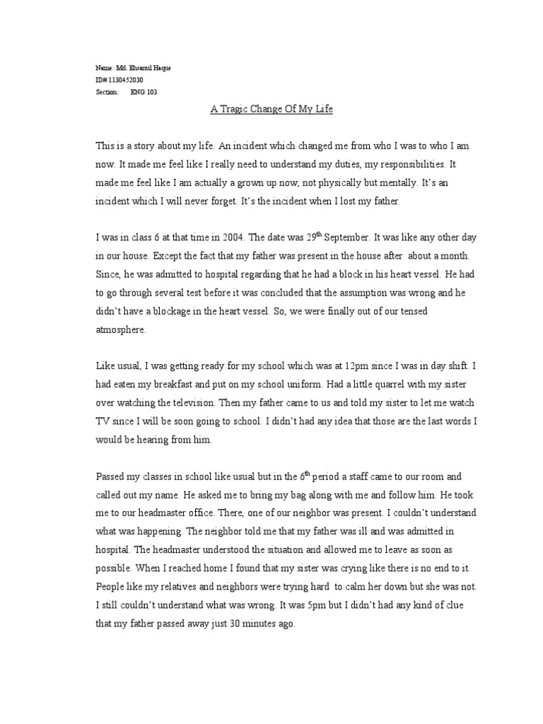 A Tragic Change of My Life | PDF