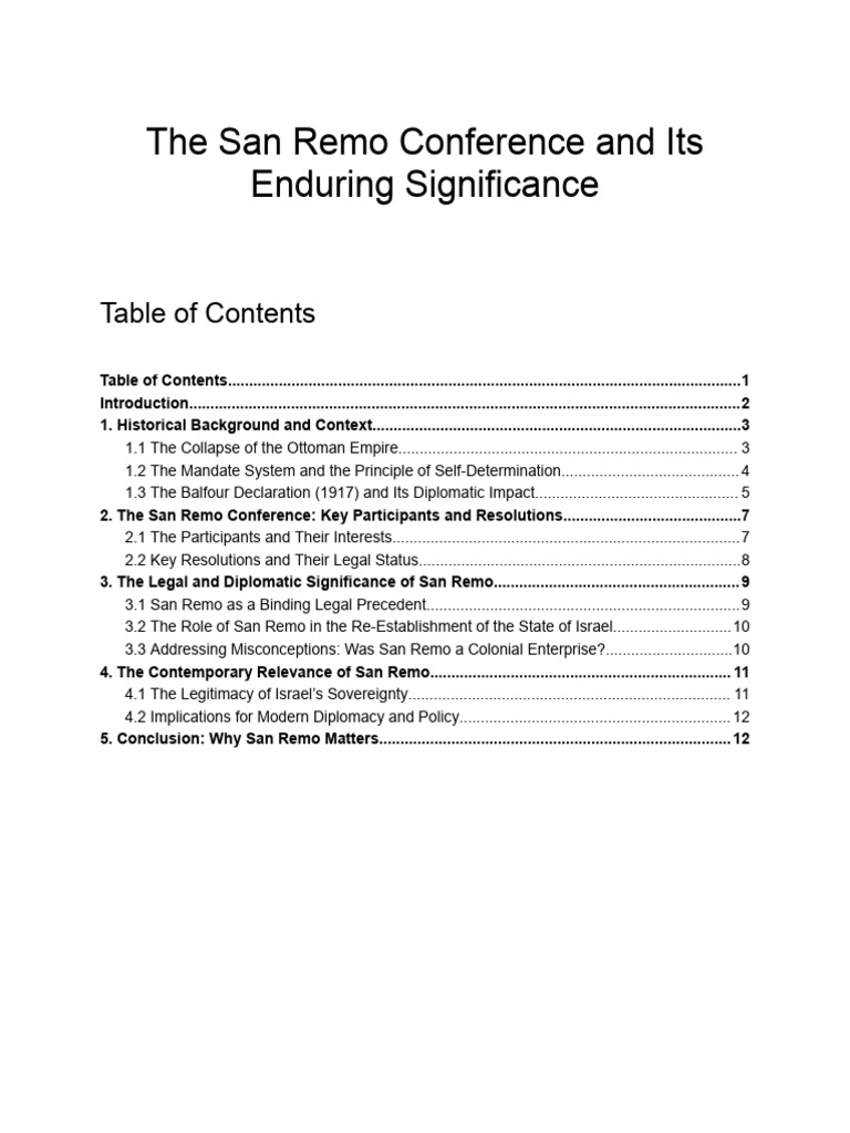 Significance of the San Remo Conference | PDF | Zionism | Mandatory ...