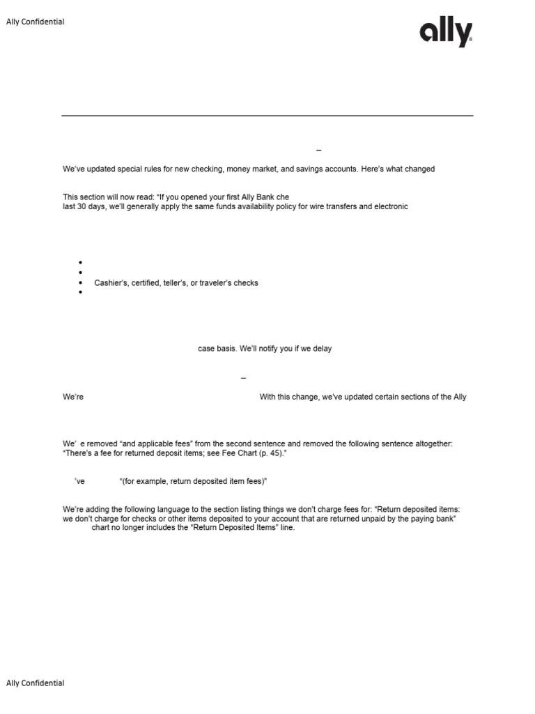 Ally Bank Deposit Agreement Updates | PDF | Certificate Of Deposit ...