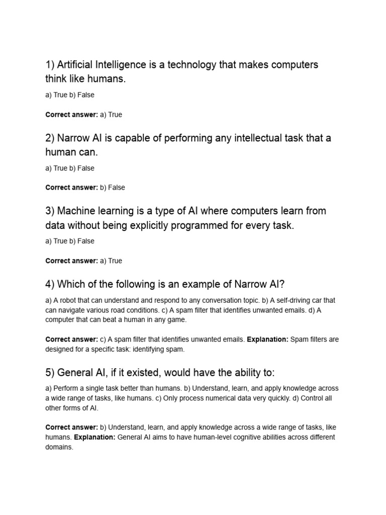 AI Concepts: Narrow vs. General AI | PDF | Artificial Intelligence ...