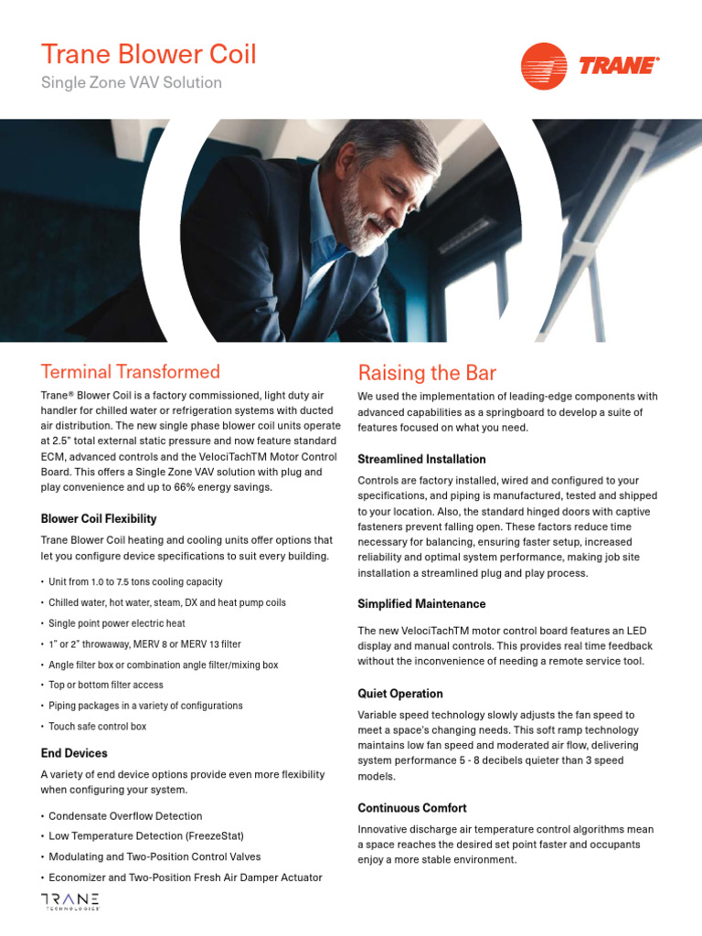 Trane Blower Coil: Efficient VAV Solution | PDF | Heat Transfer ...