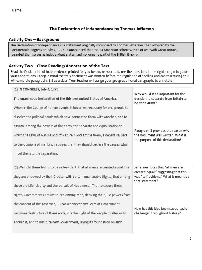 Annotated Declaration of Independence | PDF | United States Declaration ...