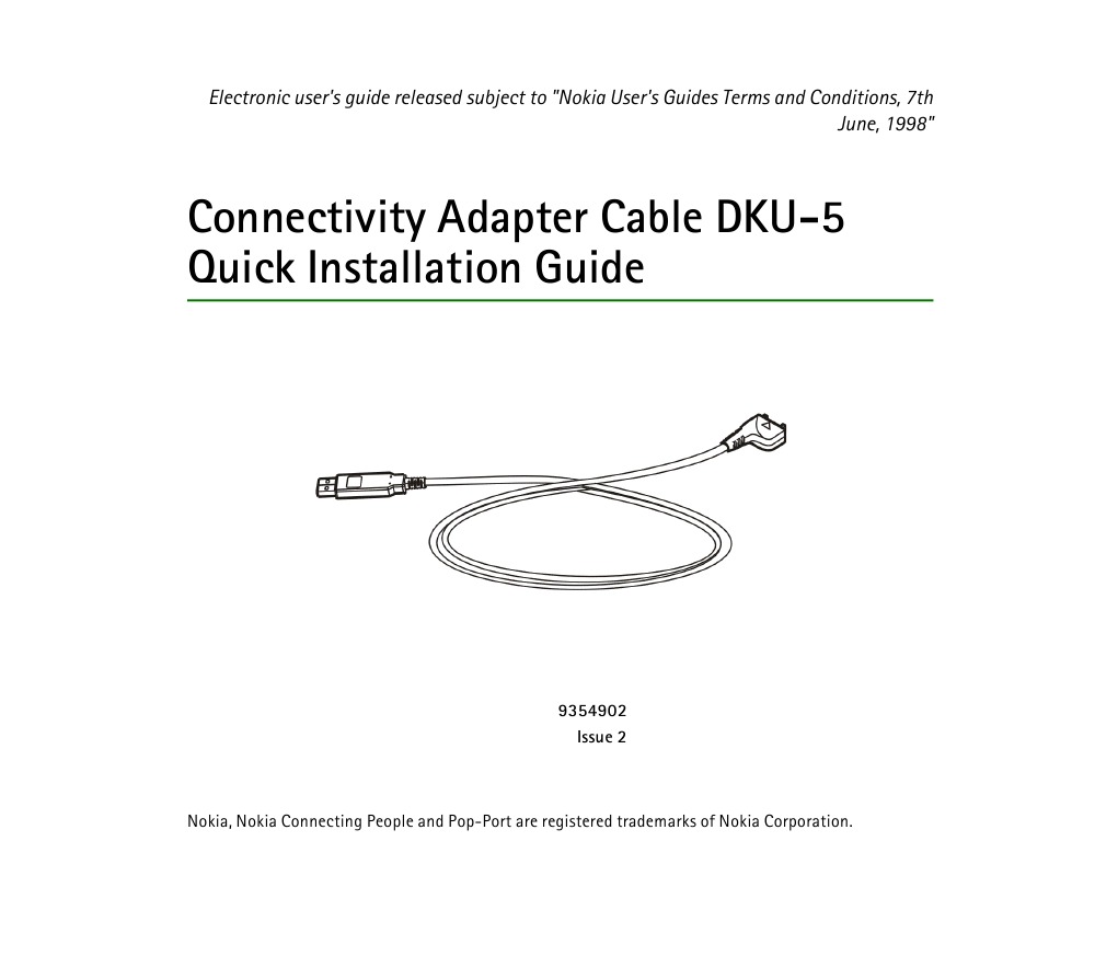 Connectivity Adapter Cable DKU-5 Quick Installation Guide | PDF