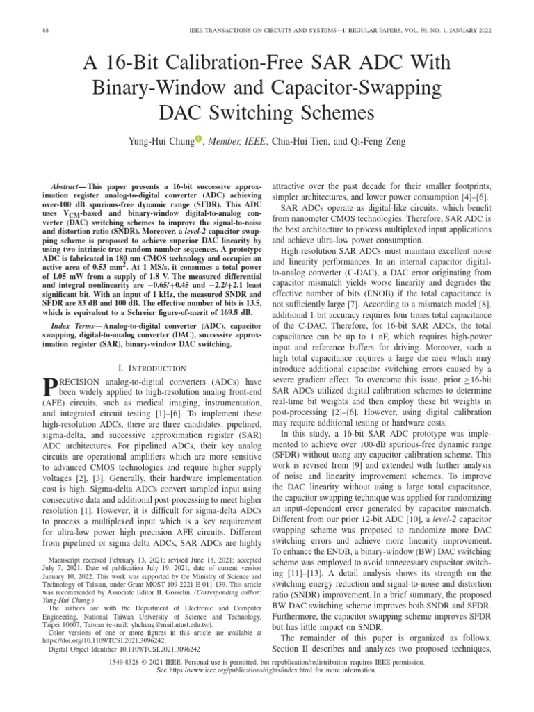 16-Bit Calibration-Free SAR ADC Design | PDF | Analog To Digital ...