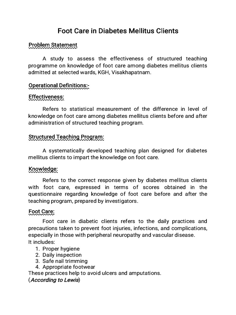 Diabetes Foot Care Education Study | PDF