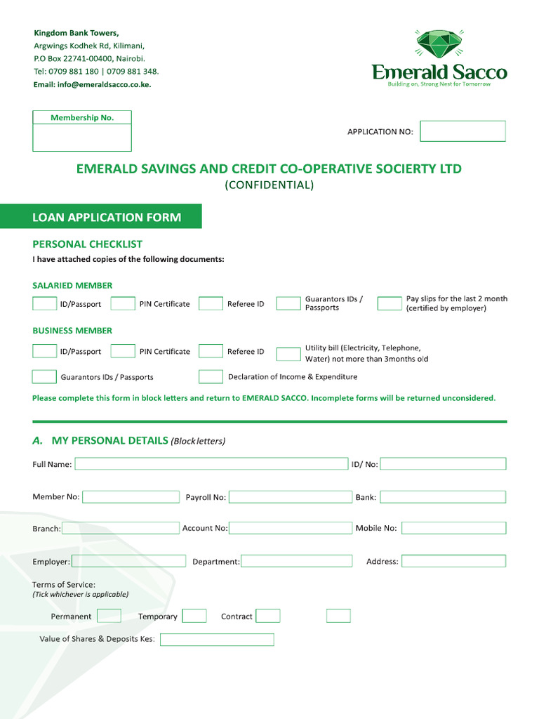Emerald Sacco Loan Application Form 16022023 | PDF