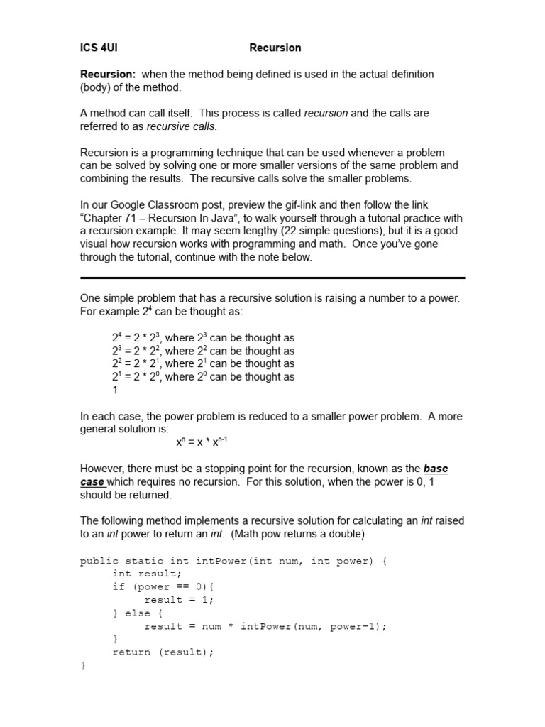 Understanding Recursion in Java | PDF | Recursion | Algorithms