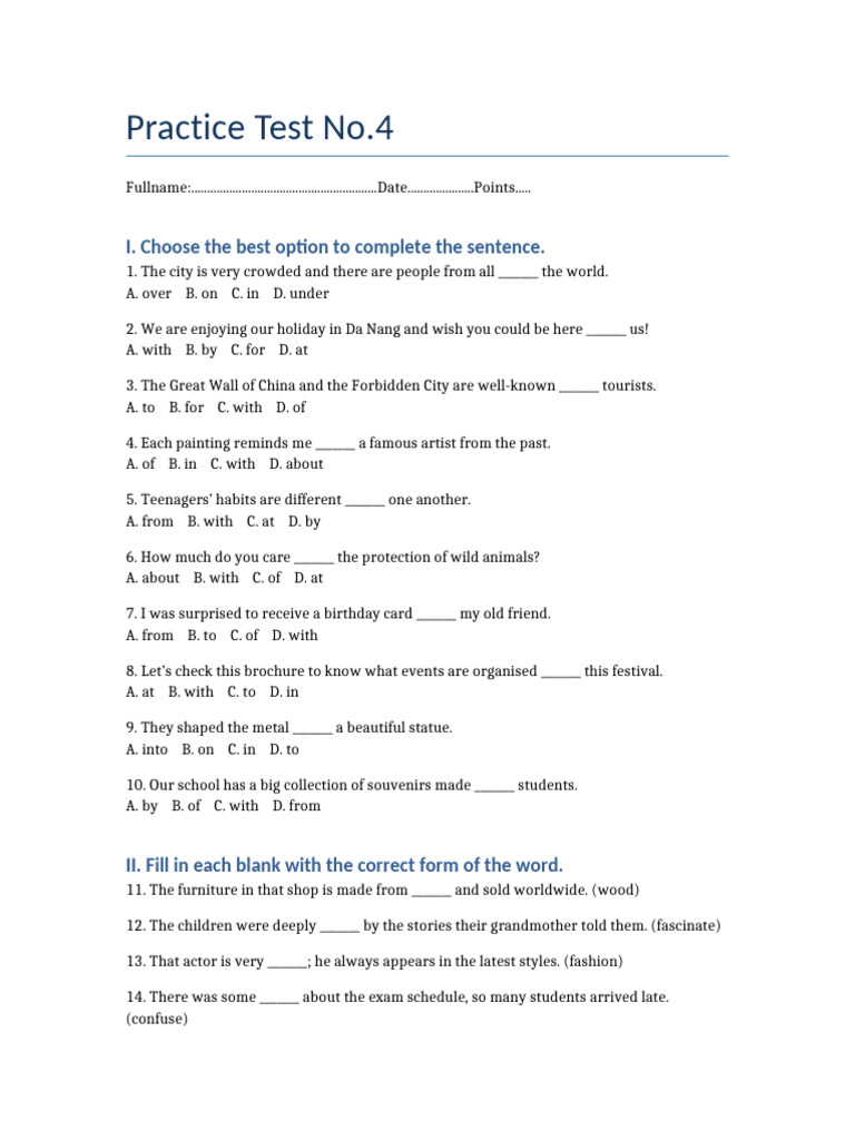 English Practice Test Questions | PDF