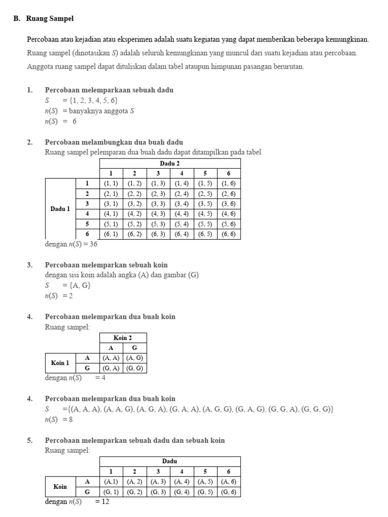 Ruang Sampel dalam Percobaan Statistika | PDF