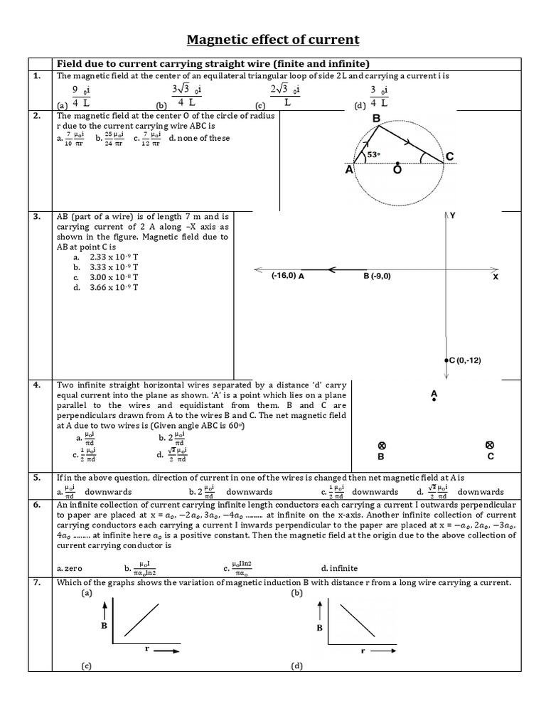 CPP 3 Magnetic Effect of Current | PDF | Rotation Around A Fixed Axis ...