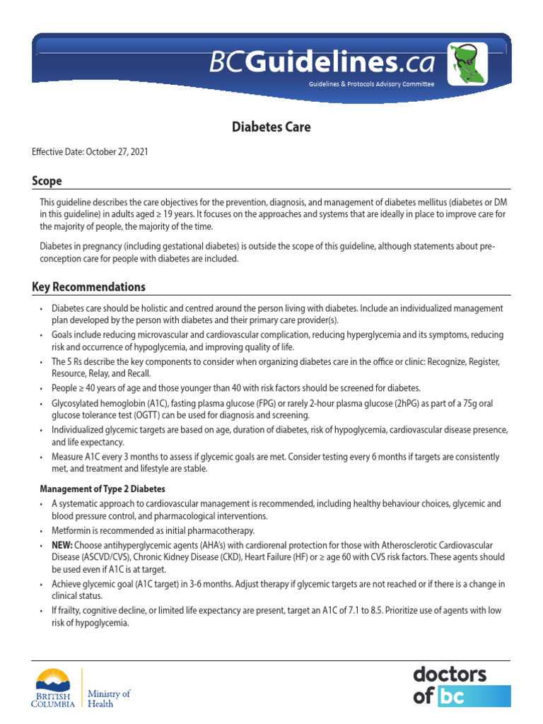 Diabetes Drug Andcare-Guideline | PDF | Diabetes | Prediabetes