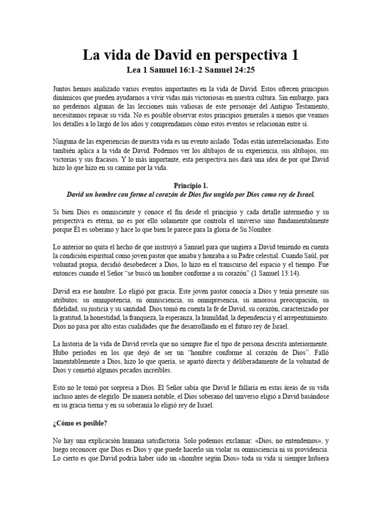 Vida de David en Perspectiva 1 | PDF | David | Saulo