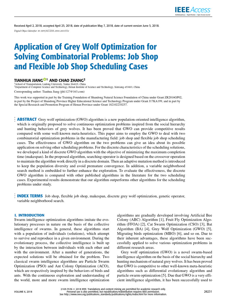 Application of Grey Wolf Optimization For Solving Combinatorial ...
