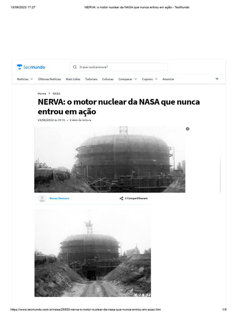 NERVA: O motor nuclear da NASA que falhou | PDF | Nasa | Foguete