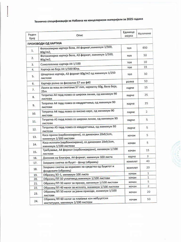 Tehnicka Specifikacija-Sken | PDF