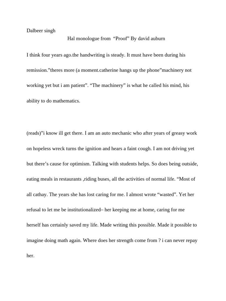 Hal's Monologue from "Proof" | PDF