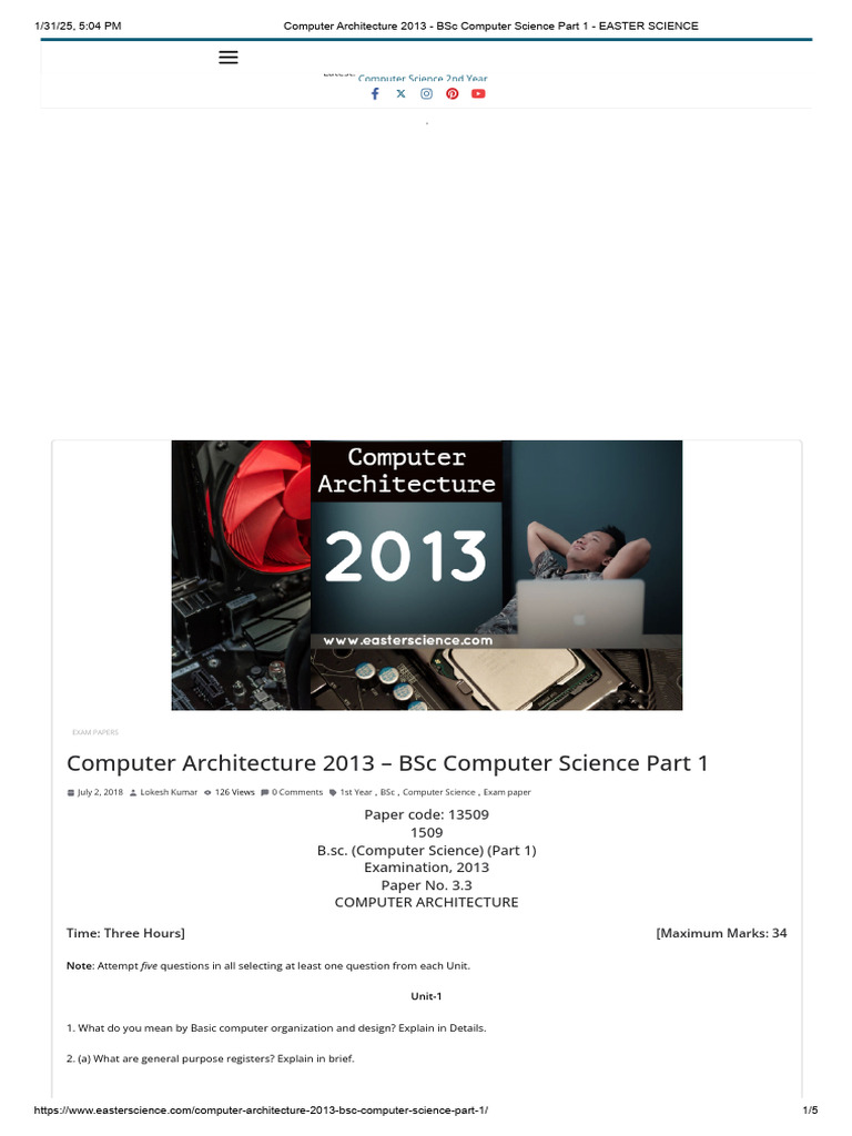 Computer Architecture PYQ | PDF | Central Processing Unit | Assembly ...