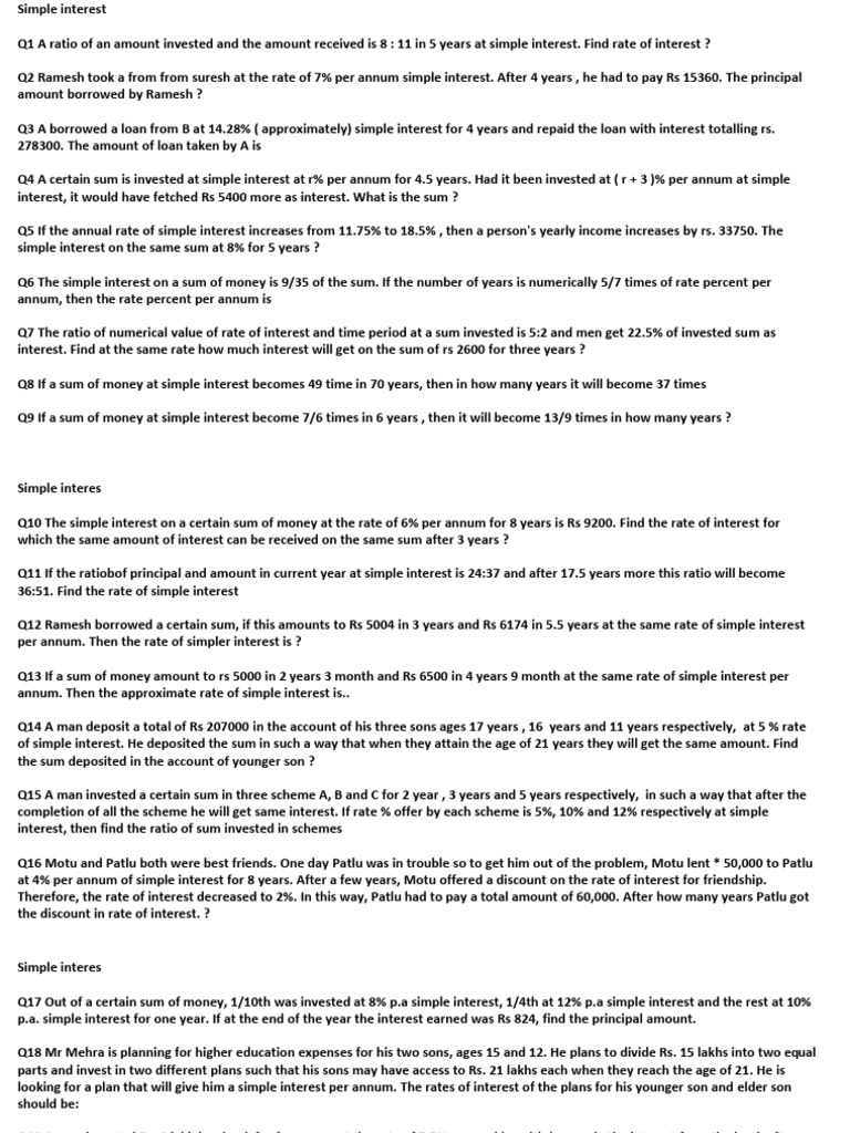 Simple Interest Problems and Solutions | PDF | Interest | Debt