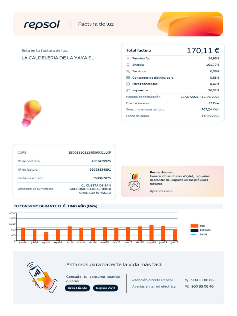 Factura de Luz Repsol 2025 | PDF | Poder (Física) | Energia electrica