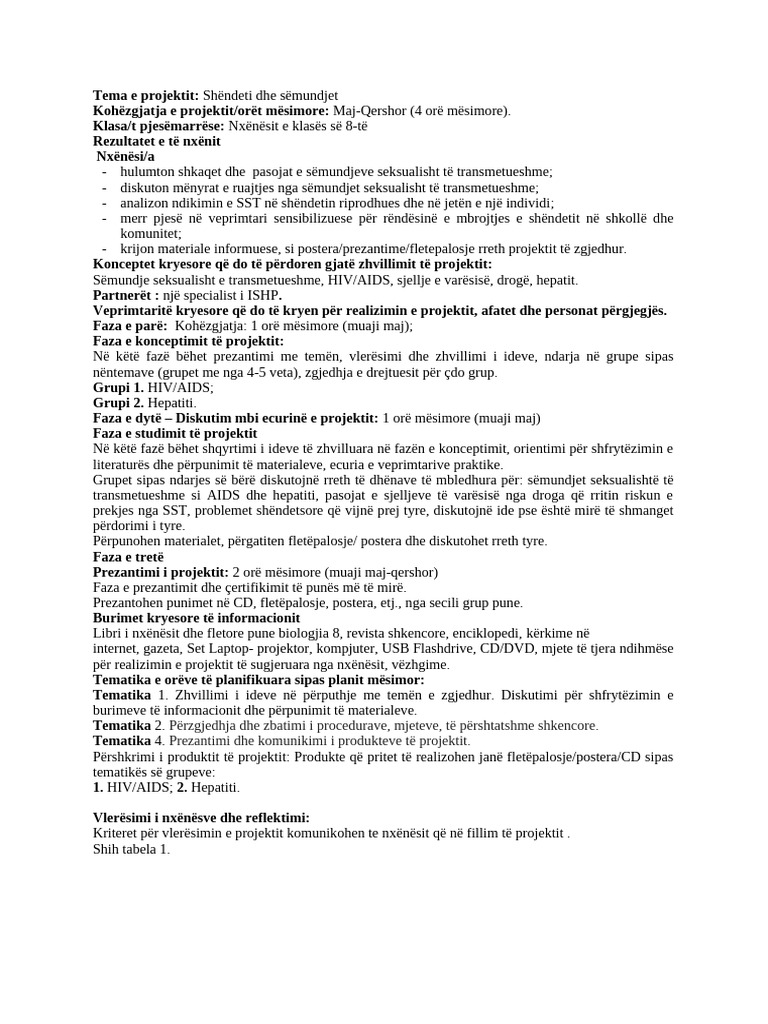 BIOLOGJIA 8 Projekti Periudha 3 | PDF