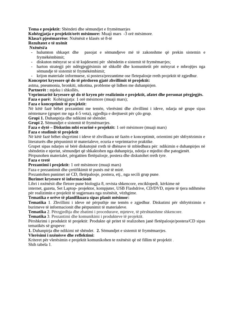 BIOLOGJIA 8 Projekti Periudha 2 | PDF