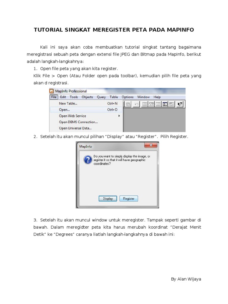Tutorial Singkat Me Register Peta Pada Mapinfo | PDF