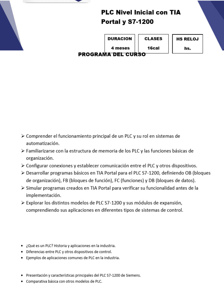PLC Nivel Inicial Con TIA Portal y S7-1200 | PDF | Controlador lógico ...