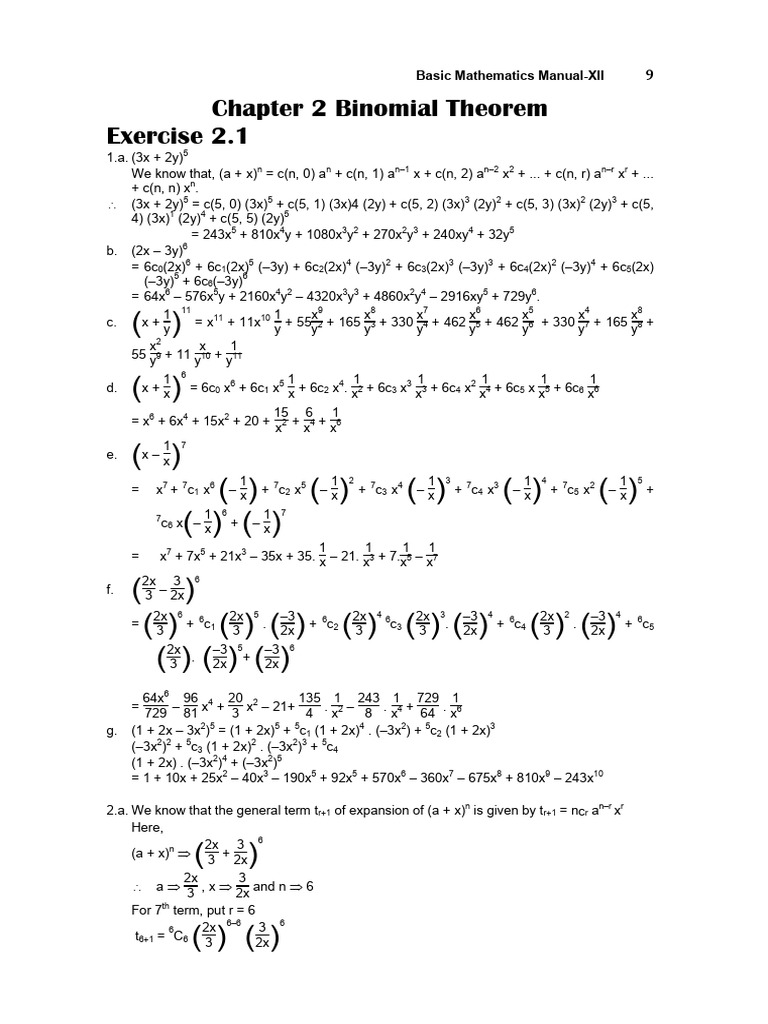 Ch2 Bionomial Theorem | PDF | Number Theory | Discrete Mathematics