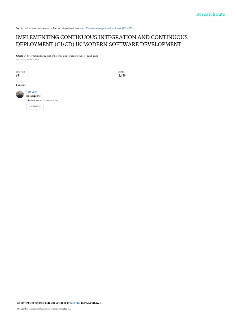 Implementing Continuous Integrationand | PDF | Software Development Process | Version Control
