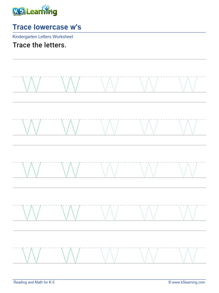 Tracing Lowercase Letters W | PDF