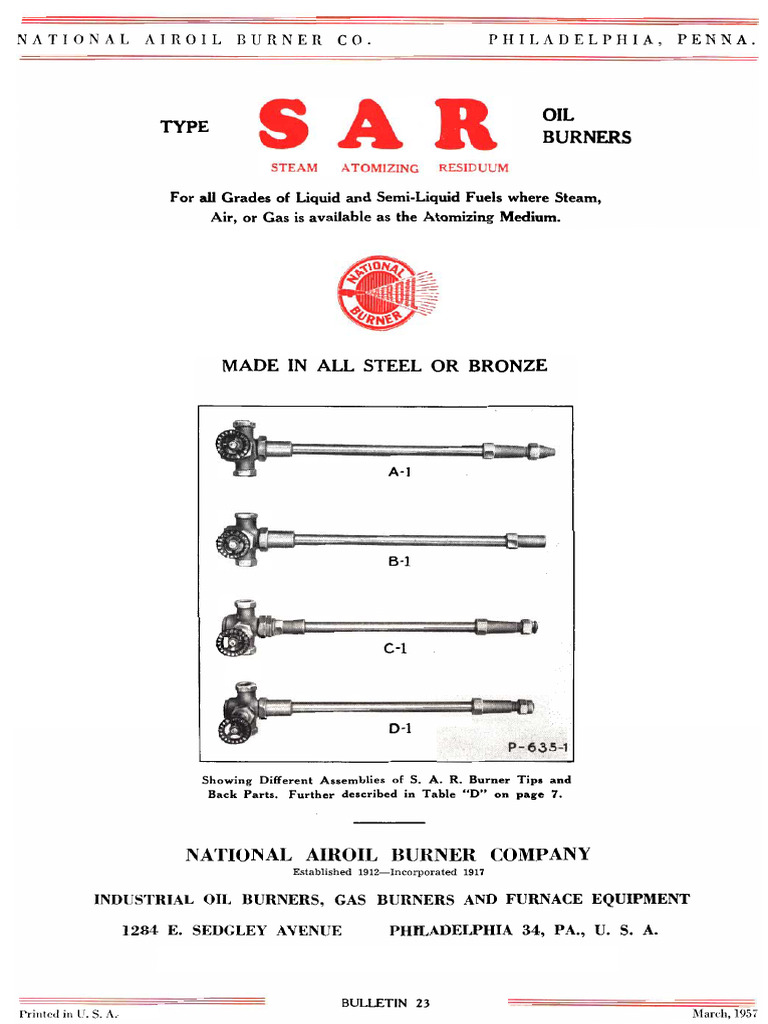 B 23 SAR Steam Atomizing Residuum 1957 | PDF | Boiler | Industrial ...