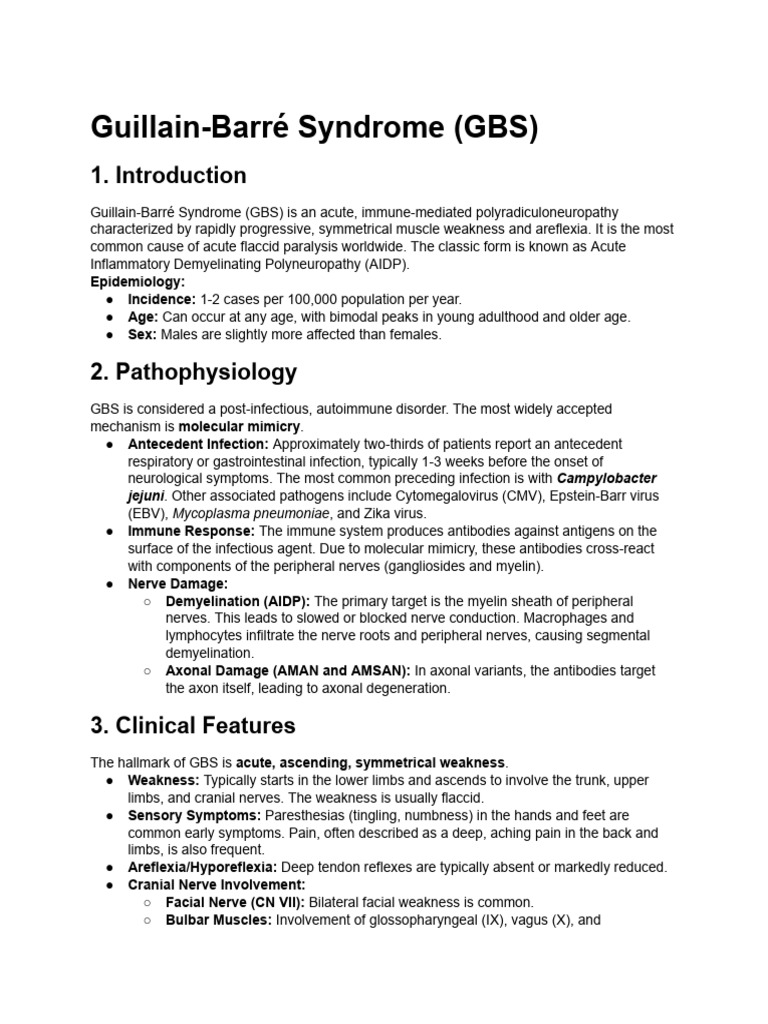 Guillain-Barré Syndrome Overview and Management | PDF | Diseases And ...