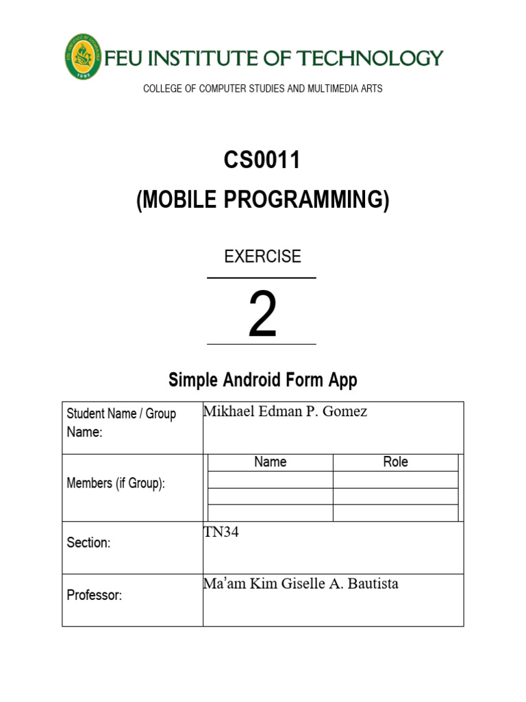 Gomez Mikhael Exercise2 | PDF | Android (Operating System) | Java (Programming Language)
