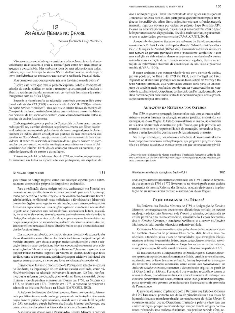 CARDOSO, T.F.L. Aulas Régias No Brasil | PDF